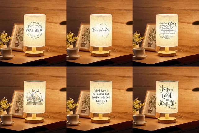 CHRISTIAN BIBLE VERSE Warm Light USB Powered LED Fabric Lamp With ...