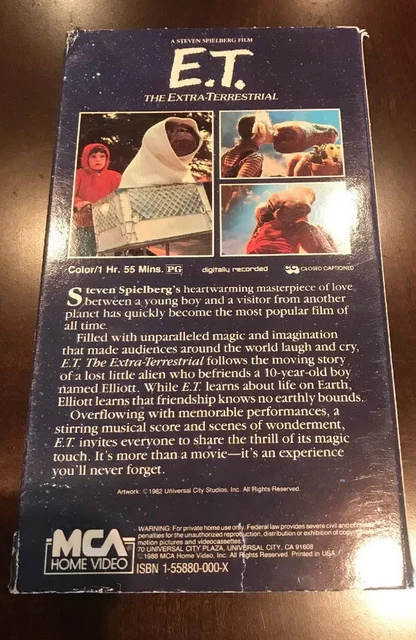 E.T. THE EXTRA-TERRESTRIAL ET VHS 1982 Black & Green Cassette Rare ...
