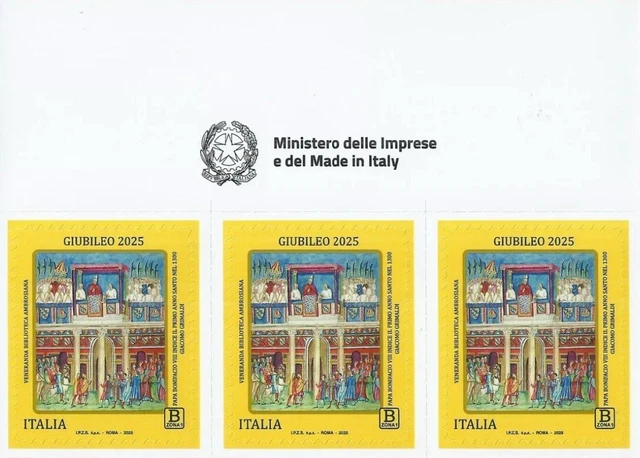 ITALY 2024 JUBILEE 2025 Strip Terzina New With Logo Mimit Stamp £13.10 ...