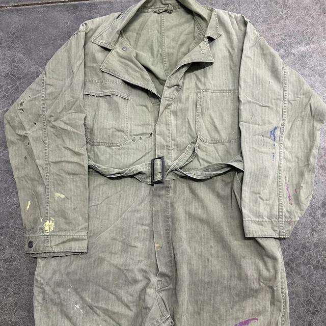 VINTAGE WW2 COVERALL HBT Xl 13 Star US Military Cargo Overall ...