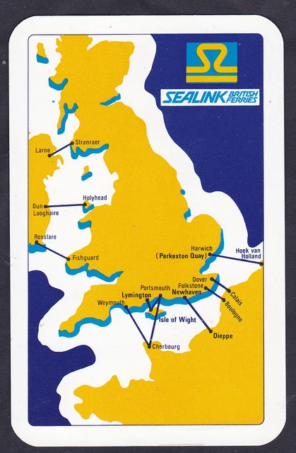 SEALINK BRITISH FERRIES Route Map Shipping Line single Playing Card £1. ...