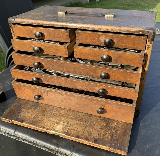 VINTAGE MOORE & Wright Oak 7 Drawer Engineers/Collectors Cabinet ...