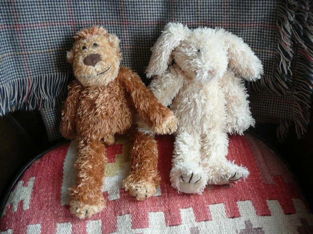 JELLYCAT SHAGGY CREAM Rabbit J281 + Shaggy Monkey J996 £26.00 - PicClick UK