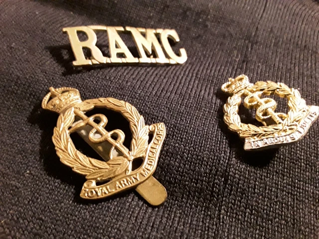 ROYAL ARMY MEDICAL corps , cap badge, shoulder, collar. RAMC. BRITISH ...