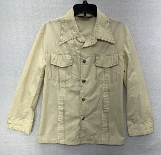 VINTAGE 1970S SEARS The Men's Store Kings Road Cream Polyester Disco S ...