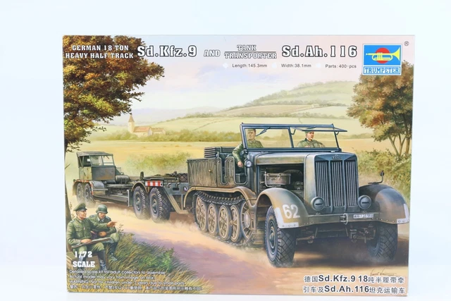 TRUMPETER 07275 1:72 Scale German Sd.Kfz.9 18 Ton Half Track & Sd.Ah ...