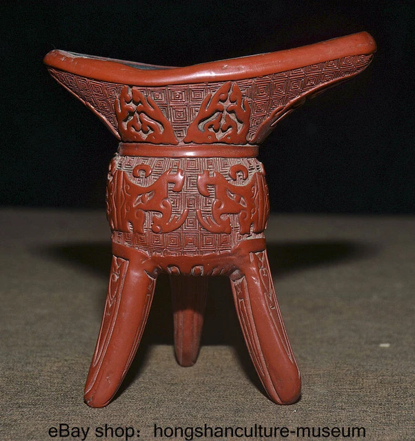 5.2 & ANCIENT China Red Lacquerware Dynasty Beast Pattern Wine Cup ...