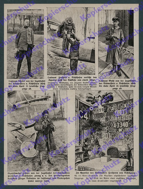 LUFTWAFFE RICHTHOFEN JASTA 11 pilotes Lothar Festner Wolff Schäfer ...