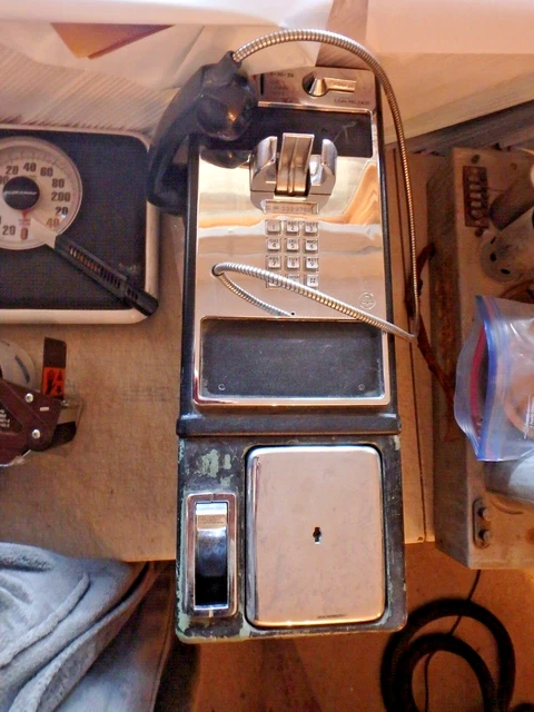 2T- BELL TELEPHONE phone booth push button phone w/ wall bracket & key ...