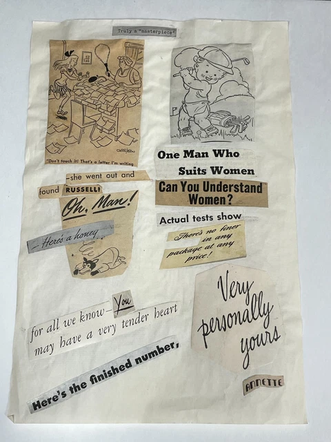 1950'S HOMEMADE COLLAGE Art Letter Note Newspaper Magazine Clippings ...