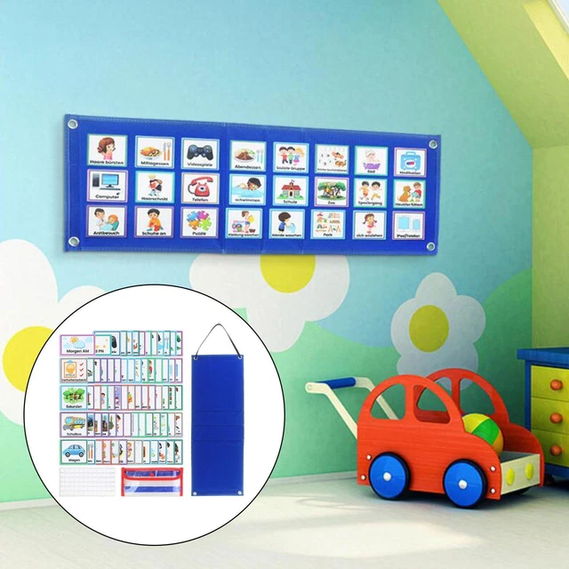 KIDS VISUAL SCHEDULE Calendar Daily Schedule Pocket Chart Routine Cards ...