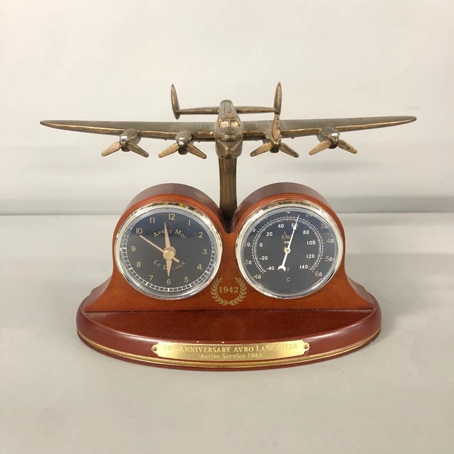 BRADFORD EXCHANGE 70TH Anniversary Lancaster Bomber Clock + Thermometer ...