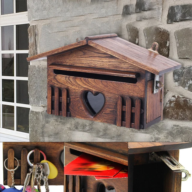 Secure Mailbox Homoyoyo Beige Wall-Mounted Decorative Mailbox And ...