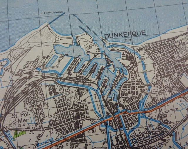 ORIGINAL WW2 BRITISH Army map of "DUNKERQUE" (DUNKIRK) Scale 1:50,000 £ ...