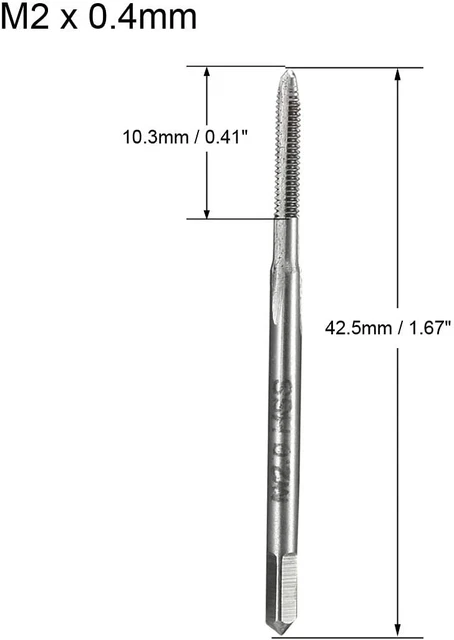 1PCS M2 X 0.4 Tungsten Steel Right Hand Machine Tap 2mm Intermediate RH ...