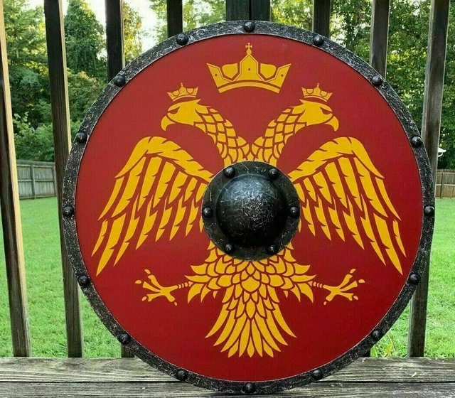 MEDIEVAL LARP SCA Warrior Wood & Steel Viking Round shield Armor ...