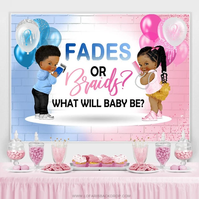 FADES OR BRAID Balloon Gender Reveal Baby Shower Backdrop $36.09 ...