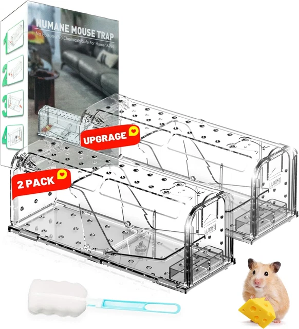 BAODUU 2024 UPGRADED Humane Mouse Traps for Indoors & Outdoor, 2 Large ...