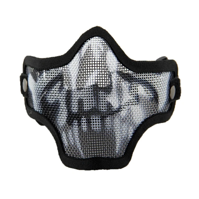 WIRE MESH METAL Half Face Skull Mask For Real CS Mask Halloween Horror ...