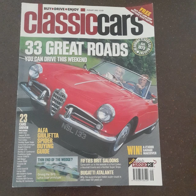 CLASSIC CARS MAGAZINE Aug 2002 33 Great Roadsalfa Giulietta Spider £1. ...