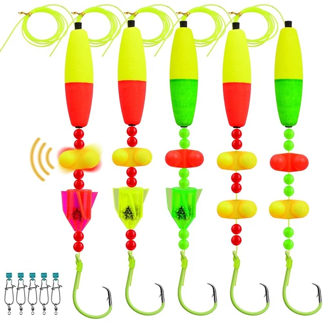 PREASSEMBLED 5PCS FLOAT Rig Kit for Catfish with 90cm Leader and Circle ...