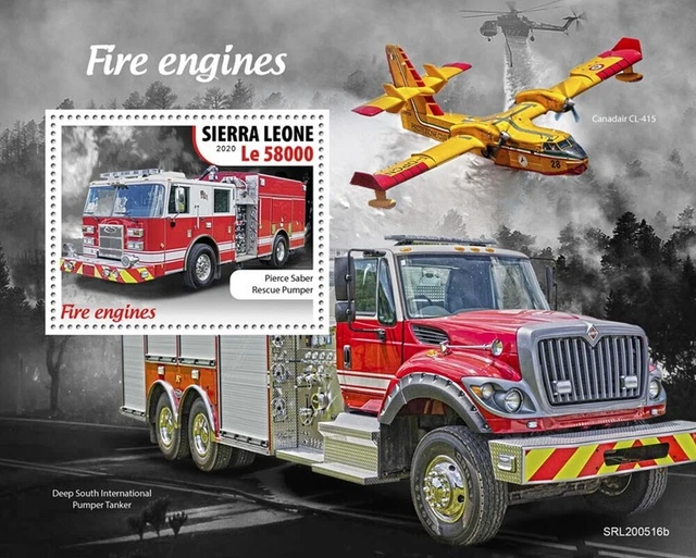 PIERCE SABER PUMPER Fire Engine Truck Stamp Sheet #300 (2020 Sierra ...