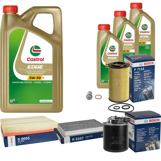BOSCH INSPECTION SET 8 L Castrol 5W-30 M pour Mercedes-Benz Sprinter 35 ...