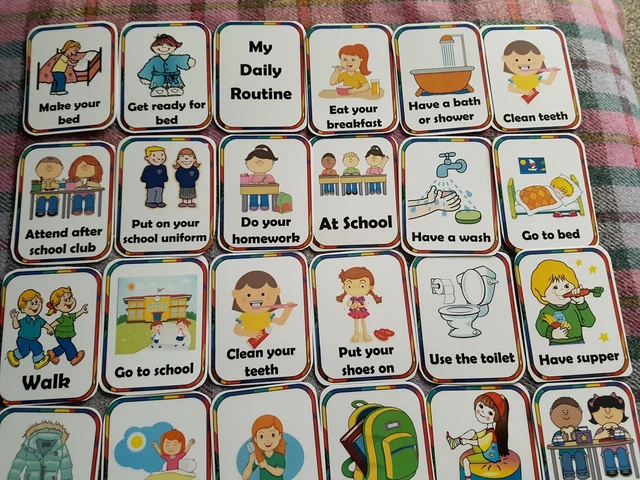 DAILY ROUTINE CHART flashcards Autism ASD SEN educational visual ...