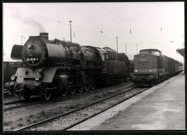 FOTOGRAFIE EISENBAHN, DEUTSCHE Reichsbahn DDR, Dampflok Nr. 50 3519-1 & Diesell EUR 6,00 ...