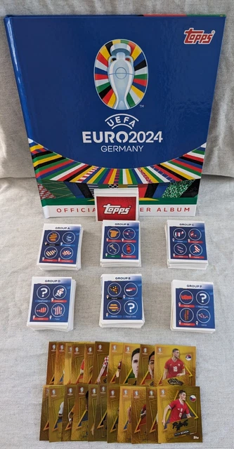 TOPPS EURO EM 2024 Germany -- half complete, 350 stickers + hardcover ...