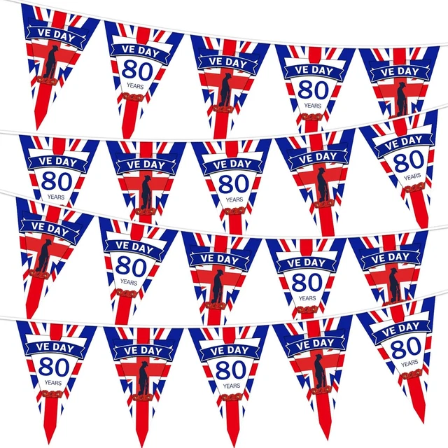 VE DAY 80TH Anniversary Flag 2025 VE Day 80th Anniversary Decorations ...