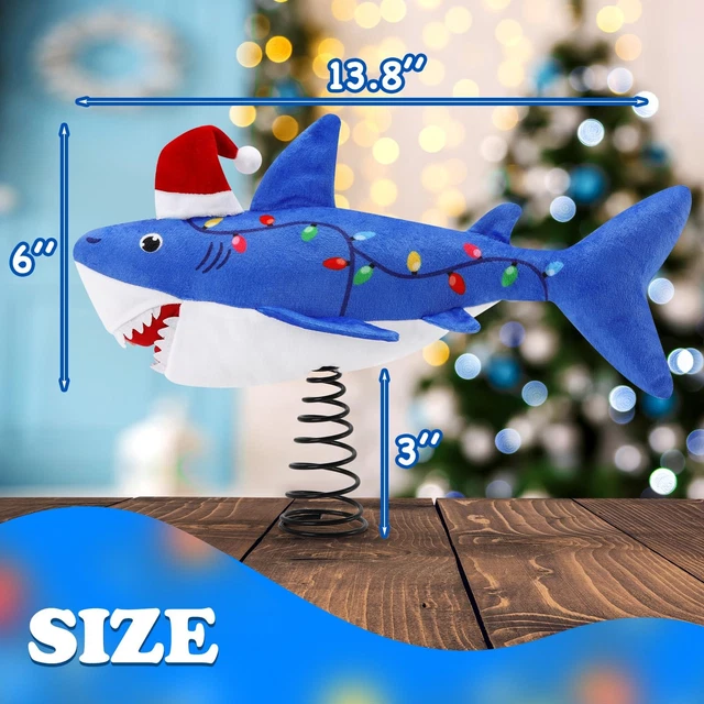 SHARK CHRISTMAS TREE Topper with Stand and Christmas Hat Xmas Tree ...