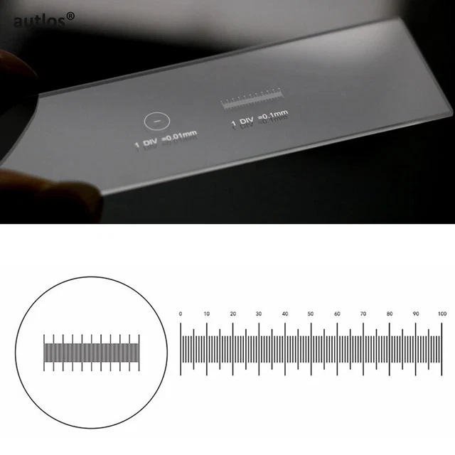 MICROSCOPE STAGE MICROMETER Calibration Slide Graduated Scale Slide 0.1 ...
