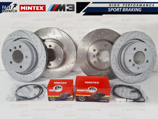 BMW E36 M3 Evo Front Rear Dimpled Grooved Brake Disc Discs Mintex Pads ...