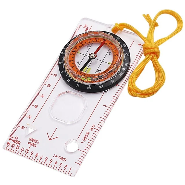 TRANSPARENT HIKING MAP Ruler Compass Orienteering Navigation Scale ...