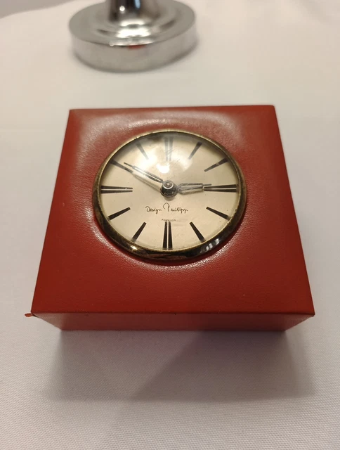 RARE VINTAGE 1970'S Desktop Clock Design Philipp by Wolf - Brass & Faux ...