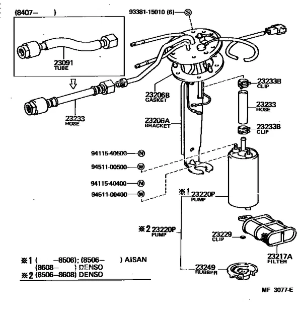 TOYOTA GENUINE AE86 Corolla LEVIN TRUENO Fuel Pump Bracket Gasket Hose ...