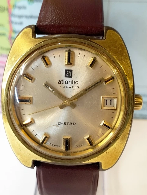 ATLANTIC D-STAR 17 Jewels Winding Silver Dial 6261918 Swiss Men Full ...