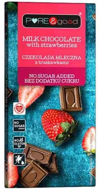 MILK CHOCOLATE WITH strawberries with no added sugar 75g £6.89 ...