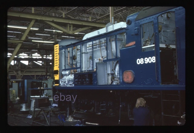 ORIGINAL 35MM SLIDE - Class 08 shunter 08908 inside Swindon works 3.77 ...