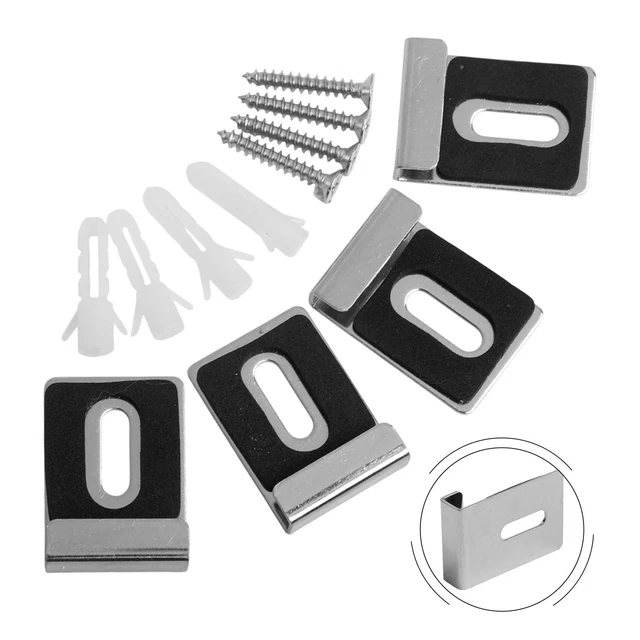 HANGING CLIP PACKAGE 4 Sturdy Stainless Steel Wall Mounted Brackets ...