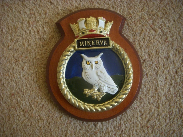 ROYAL NAVY HMS Minerva small ships crest £10.00 - PicClick UK
