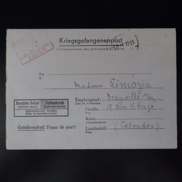 LETTRE PRISONNIER DE Guerre Stalag Ix A -> Deauville ...