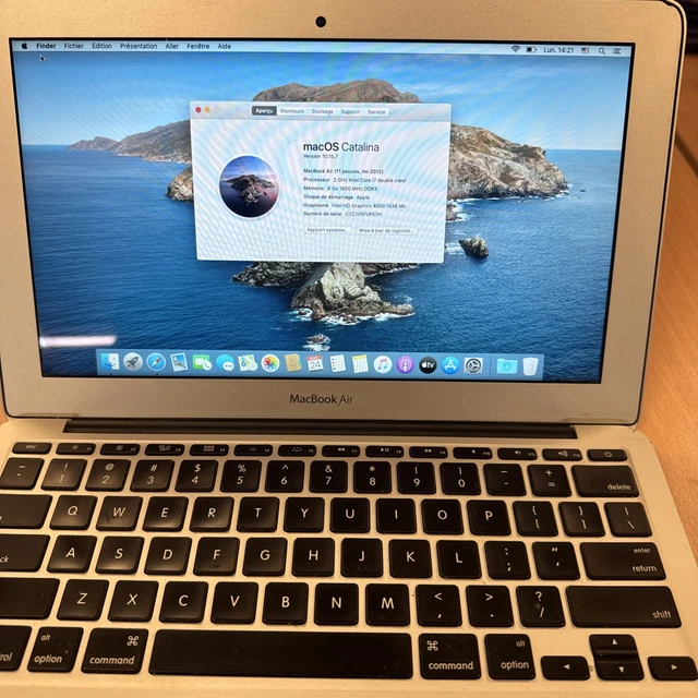 MACBOOK AIR MI-2012 11 Pouces i7 8Go 256Go QWERTY / 1424 EUR 160,00 ...