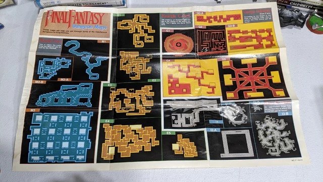FINAL FANTASY I Nintendo NES Foldable Dungeon Map Poster Insert ONLY ...