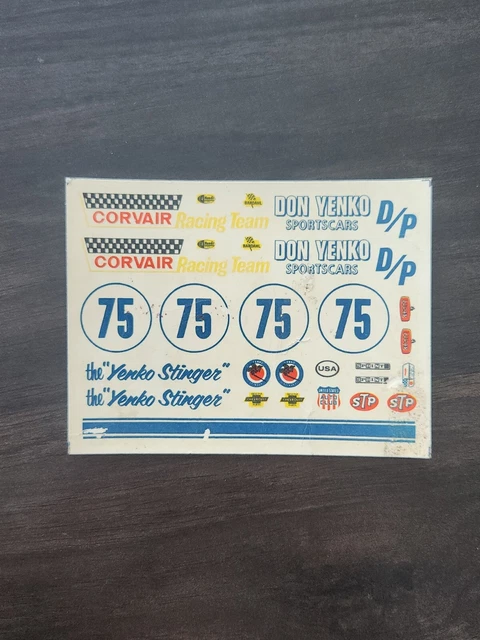 #75 DON YENKO 1968 Chevy Corvair Yenko Stinger Car 1:24 Decal ...