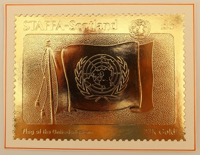 STAFFA -SCOTLAND 23K-GOLD Flag of the United Nations Mini Souvenir ...
