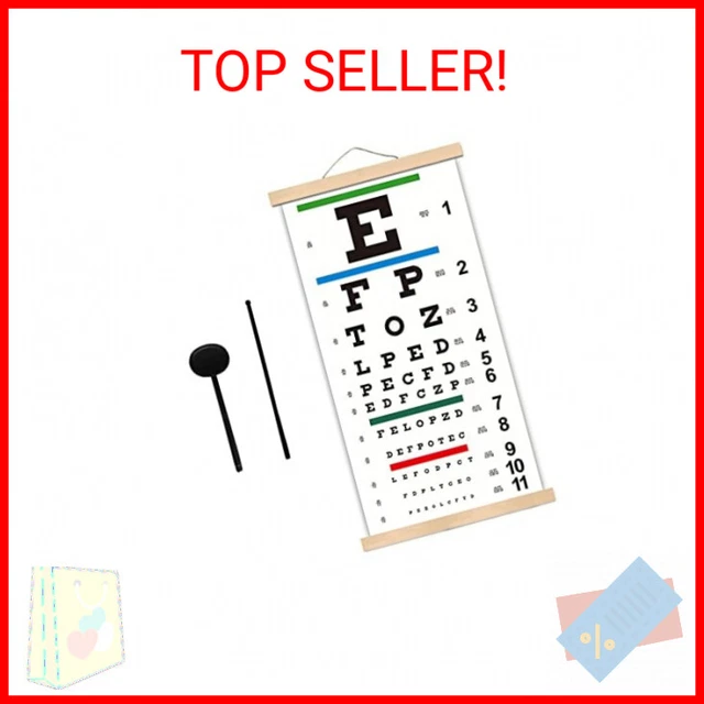 SNELLEN EYE CHART, Eye Charts for Eye Exams 20 Feet with Wooden Frame ...
