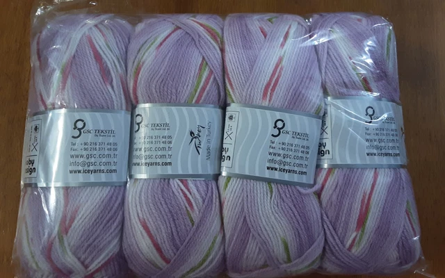 BRAND NEW LINE!!!! ICE YARNS BABY DESIGN LILAC RAINBOW MULTICOLOURED ...
