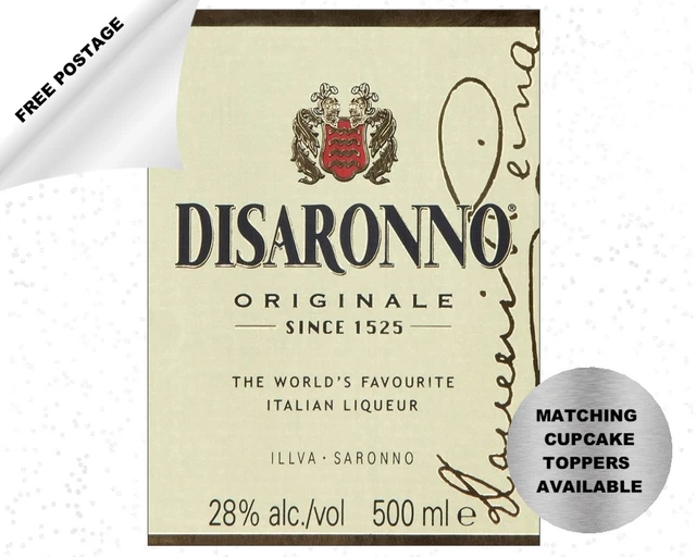 DISARONNO BOTTLE LABEL icing cake & cupcake toppers - can be ...